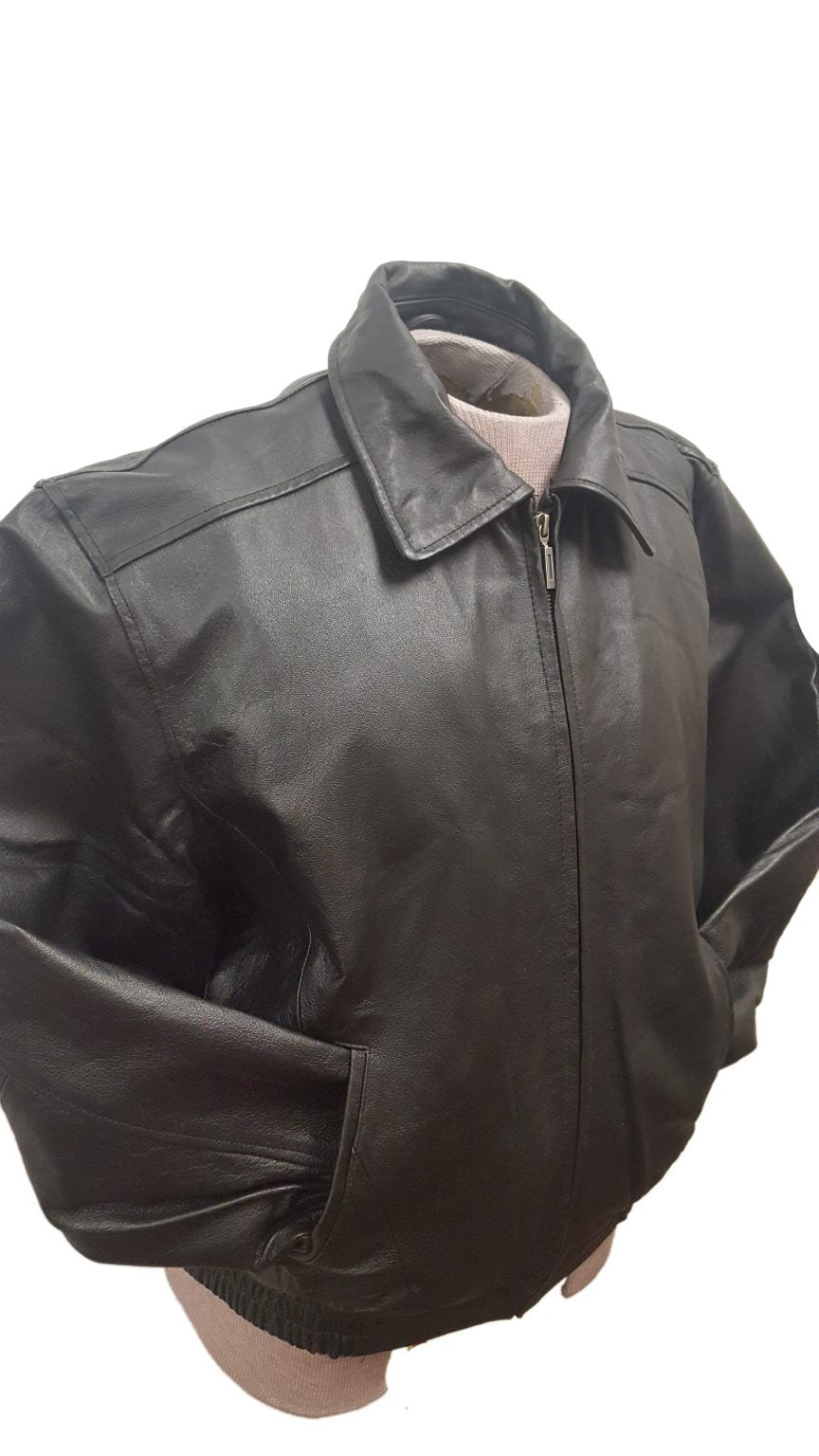 Modern Edge: Men's Contemporary Black Straight Leather Jacket